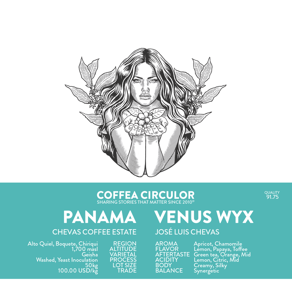 PANAMA Chevas Geisha Venus Washed Yeast Inoculation WYX – Coffea Circulor